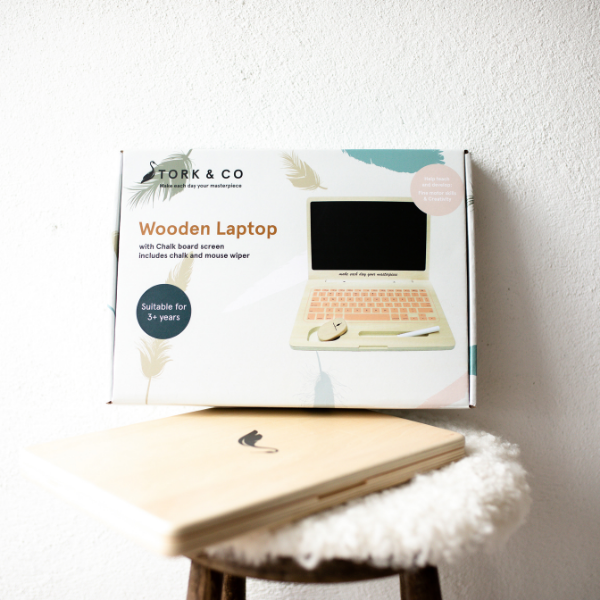 Kids Toy Wooden Laptop w/ chalk board – Stork & Co
